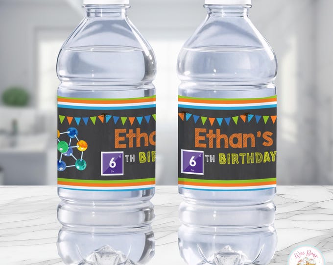 Science Party Drink Labels, Science Party Water Label, H2O Water Labels ...
