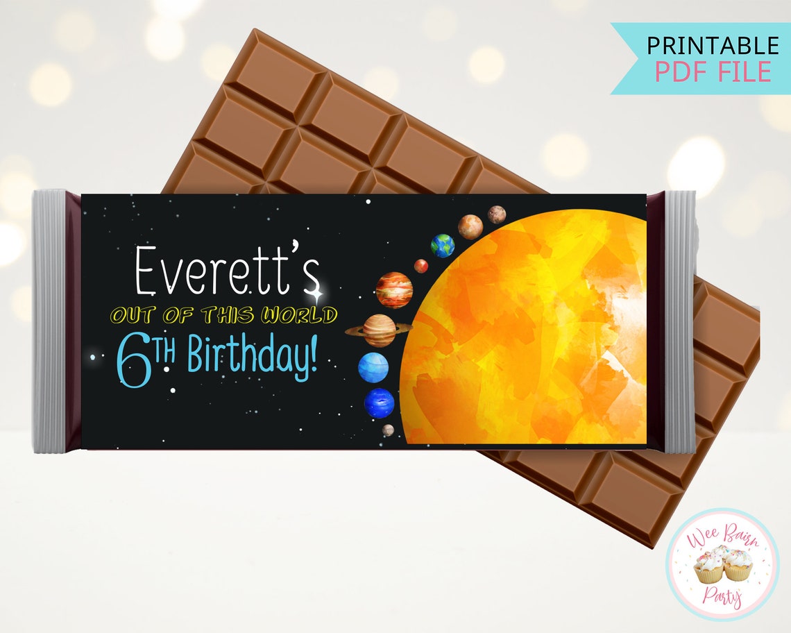 Space Birthday Party Candy Bar Wrappers Solar System Planets - Etsy