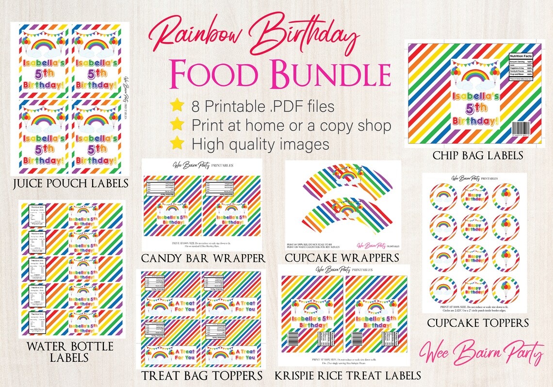 Printable Rainbow Decorations for Birthday Party Bundle - Etsy