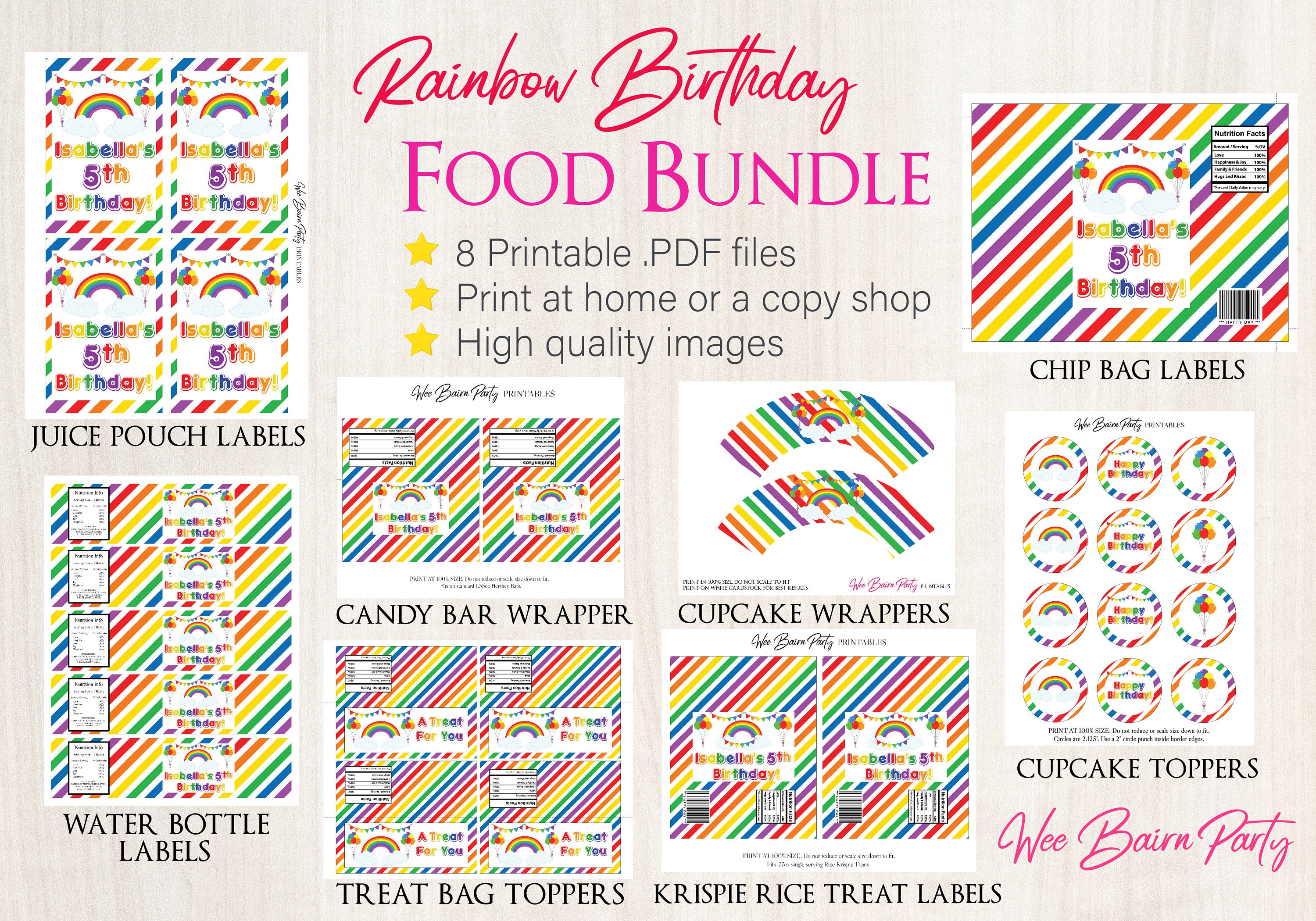 Printable Rainbow Decorations for Birthday Party Bundle | Etsy