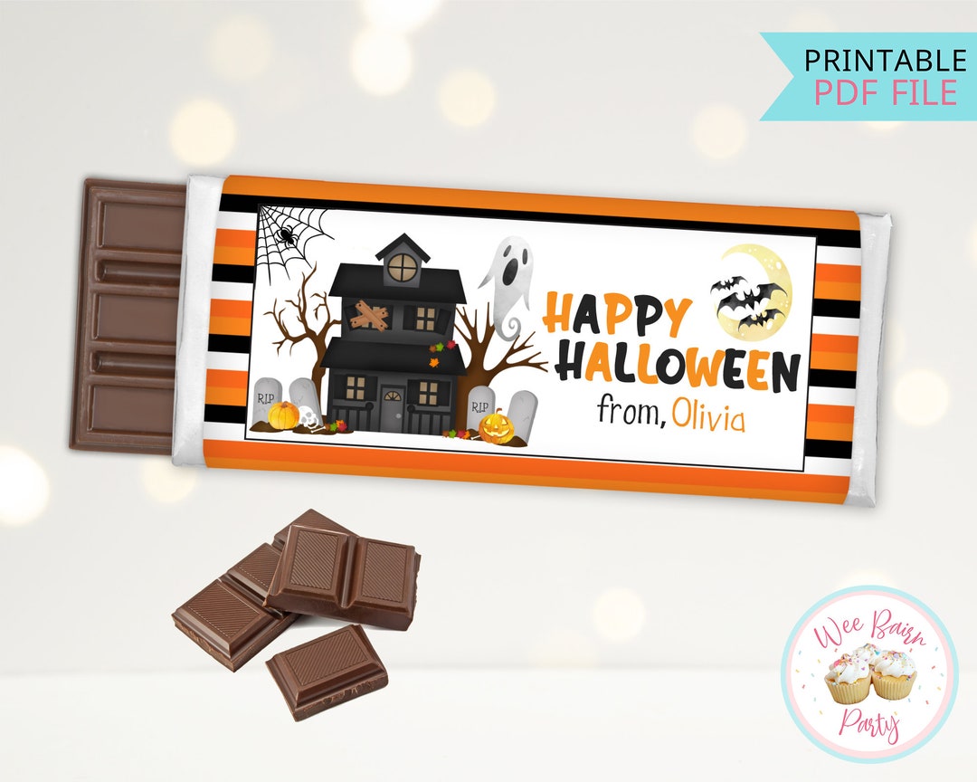 Happy Halloween Printable Candy Wrappers, Personalized Halloween Party ...