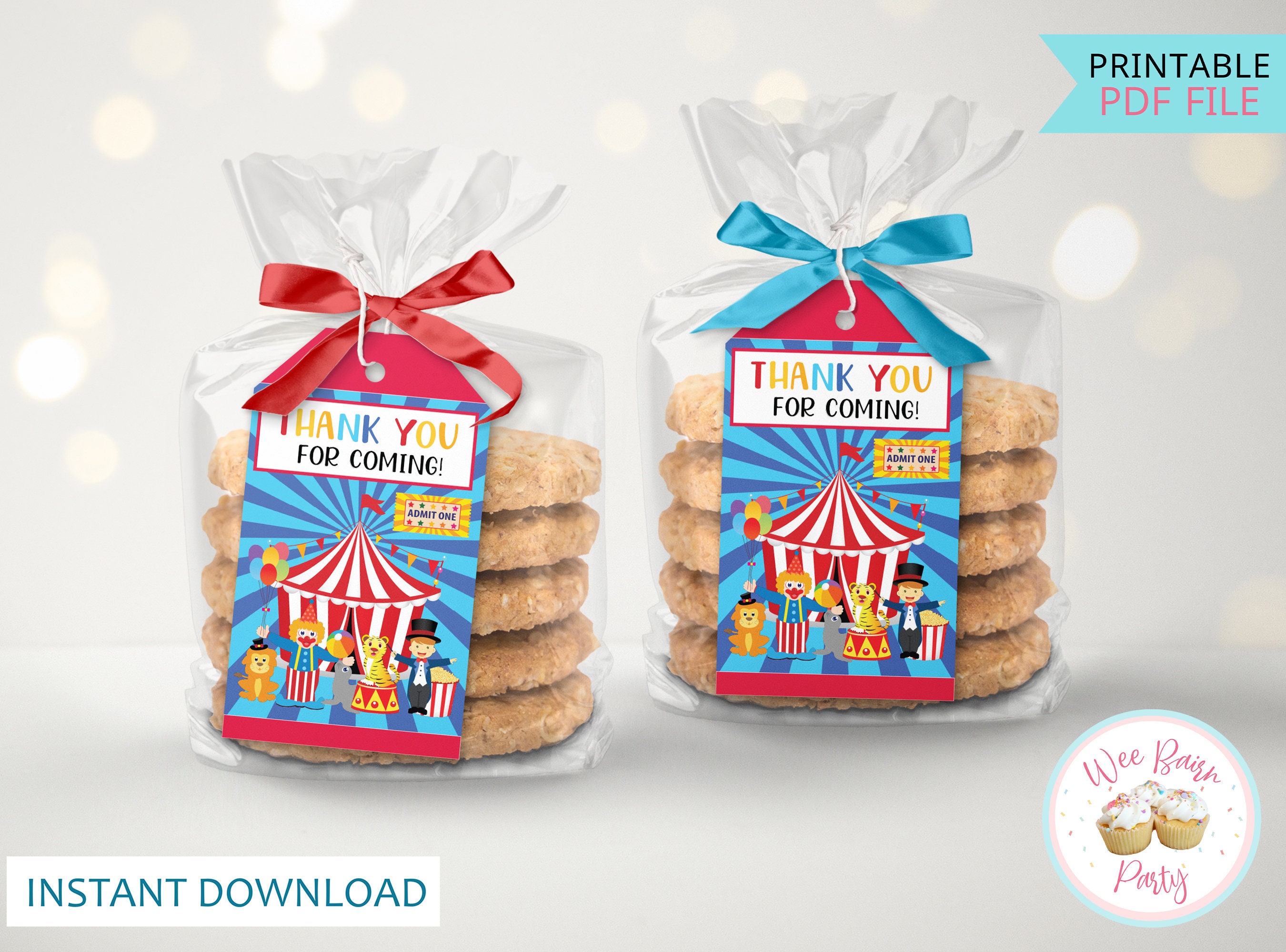 Circus Theme Party Favor Tags, Carnival Birthday Party Gift Hang Tags ...