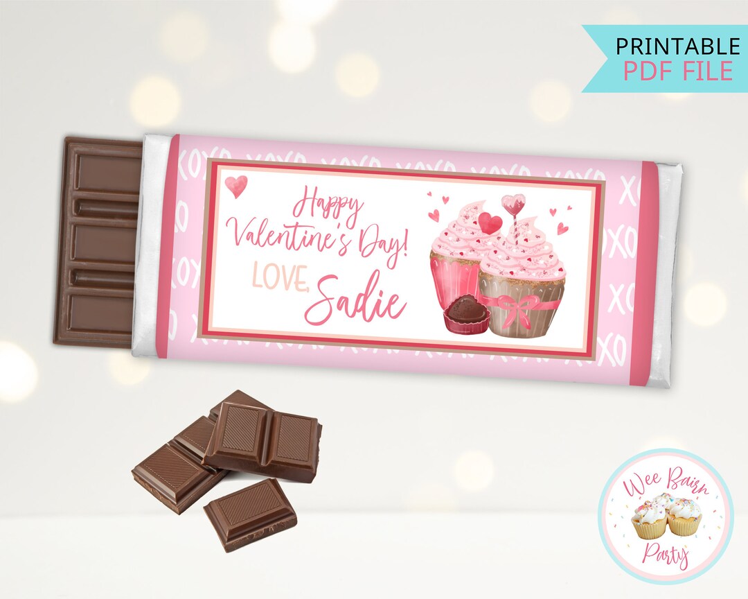 Classroom Valentines Party Candy Bar Wrappers, Class Valentines Favors ...