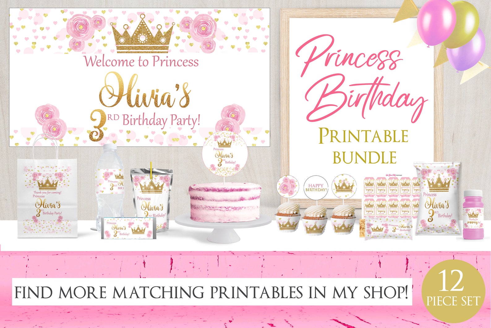 Princess Crown Water Bottle Labels Princess Party Printable - Etsy