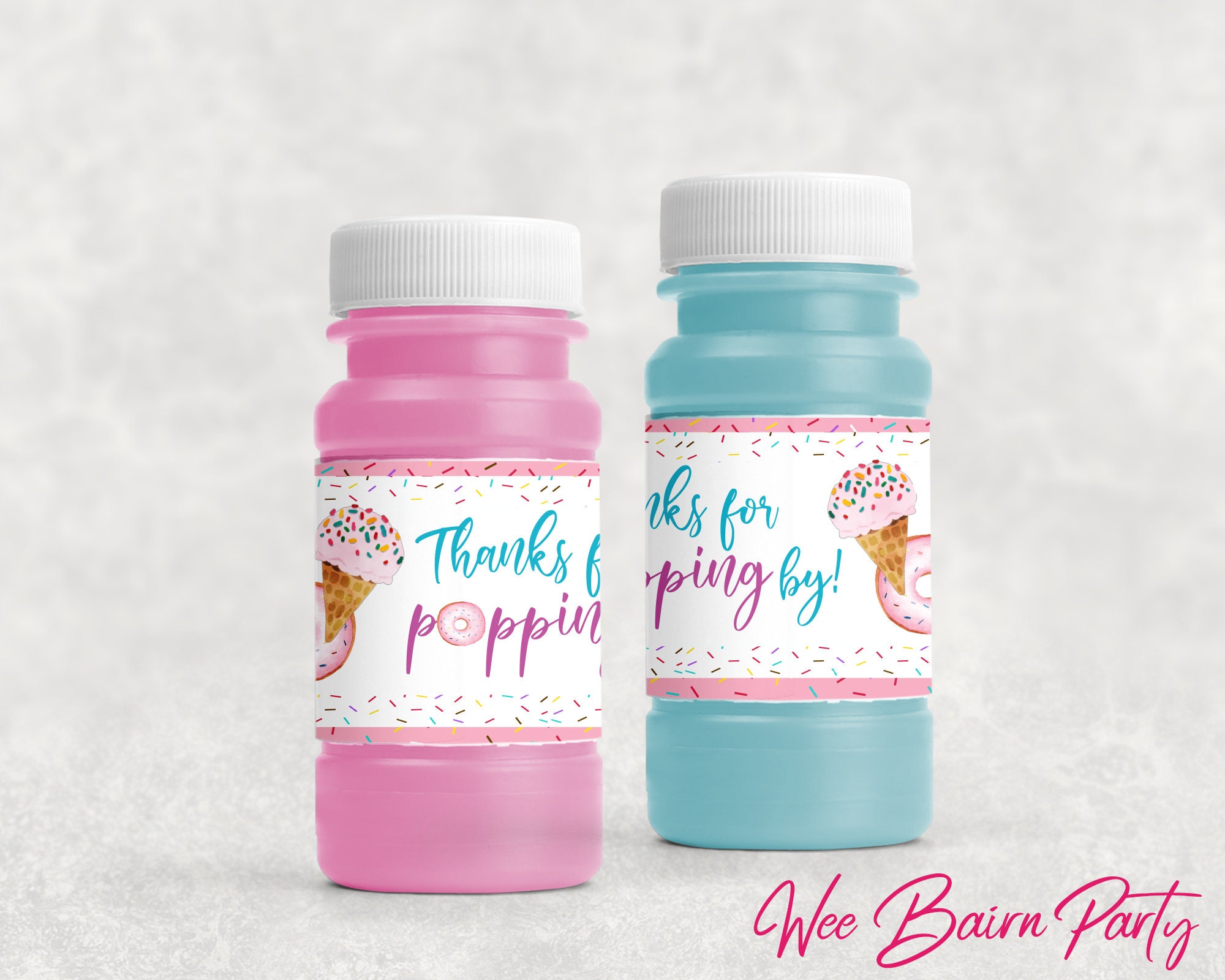 Sweet One Birthday Party Bubble Labels Donut Ice Cream | Etsy