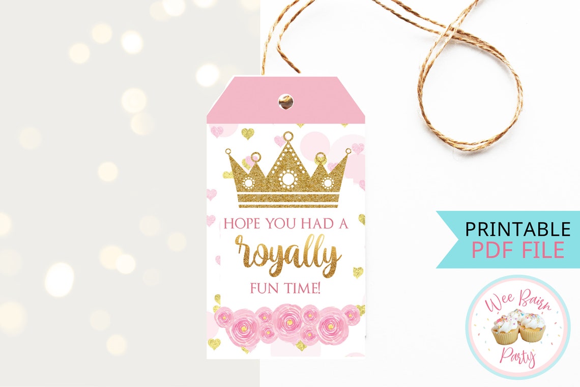 Princess Birthday Favor Tags Pink Princess Party Favors - Etsy