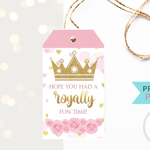 Princess Birthday Favor Tags Pink Princess Party Favors - Etsy