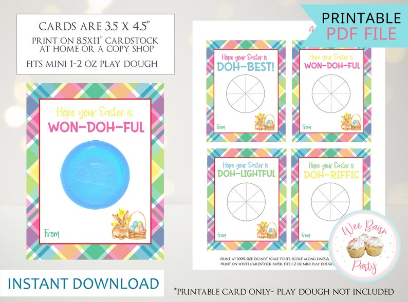 Easter Playdough Gift Tag Card Printable Sensory Play Dough - Etsy