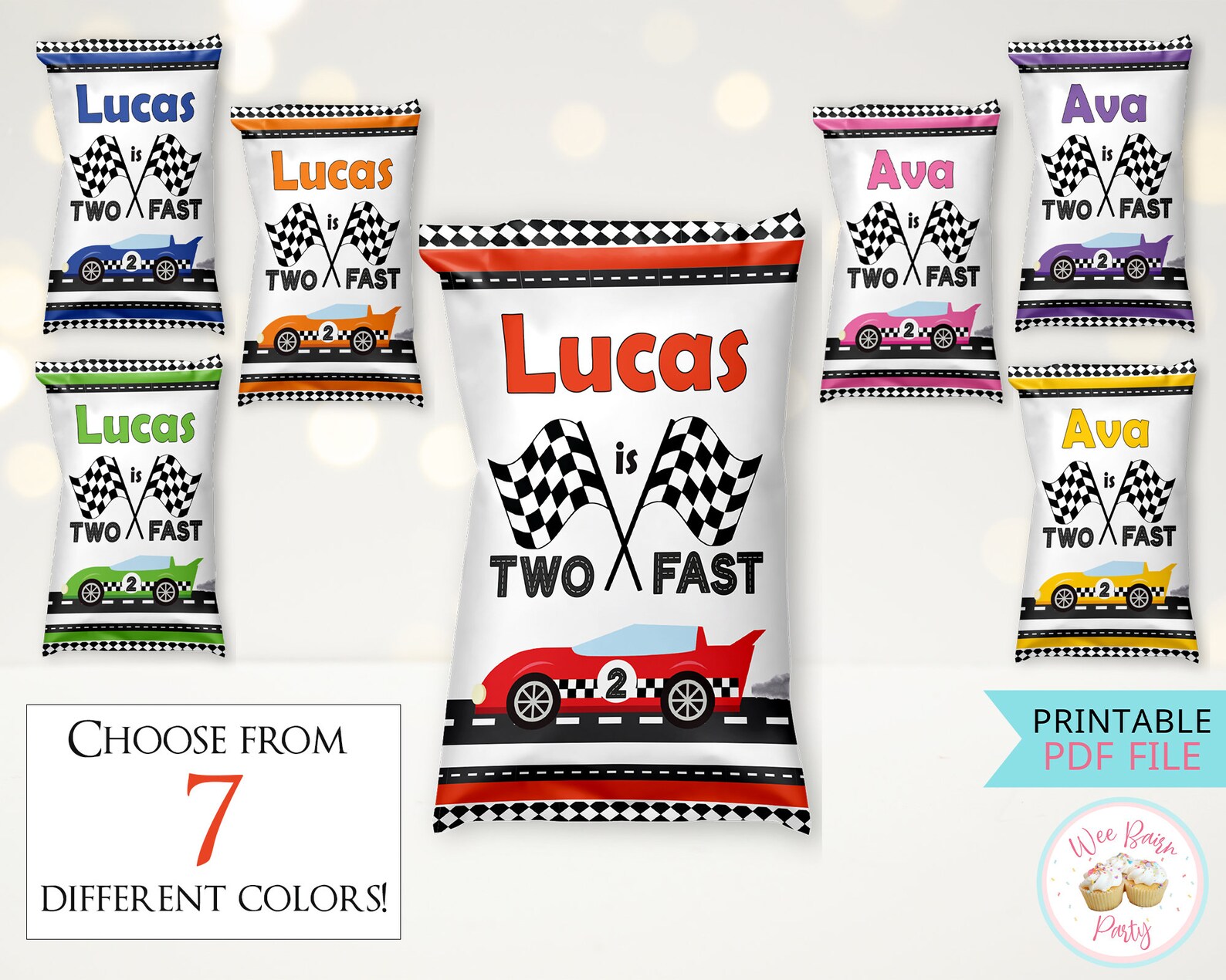 Two Fast Birthday Chip Bag Labels 2 Year Old Birthday - Etsy