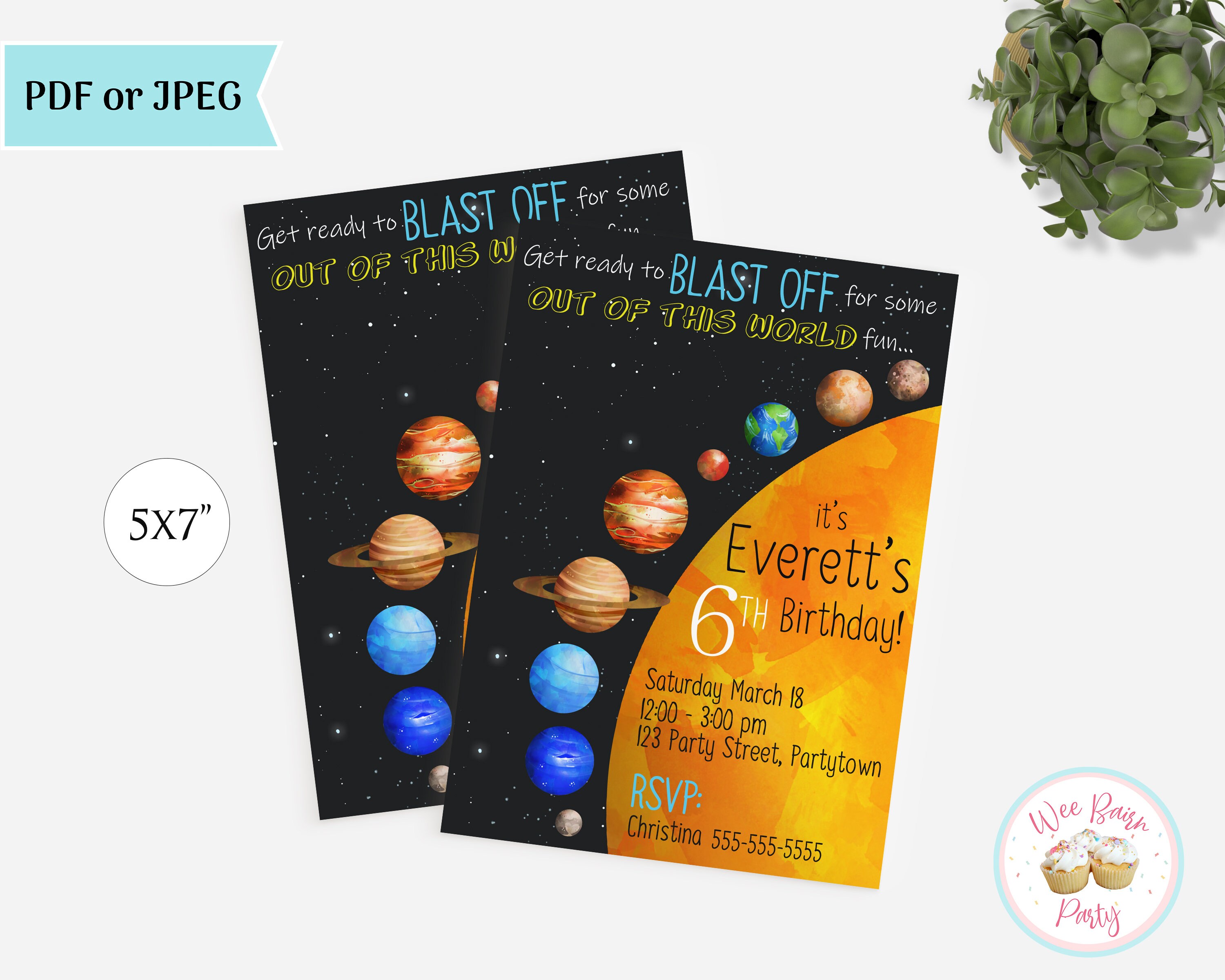 Nasa Birthday Party Invitation Box