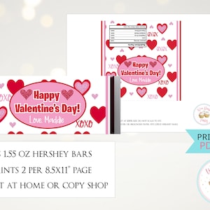 Classroom Valentines Party Candy Bar Wrappers, Class Valentines Favors ...