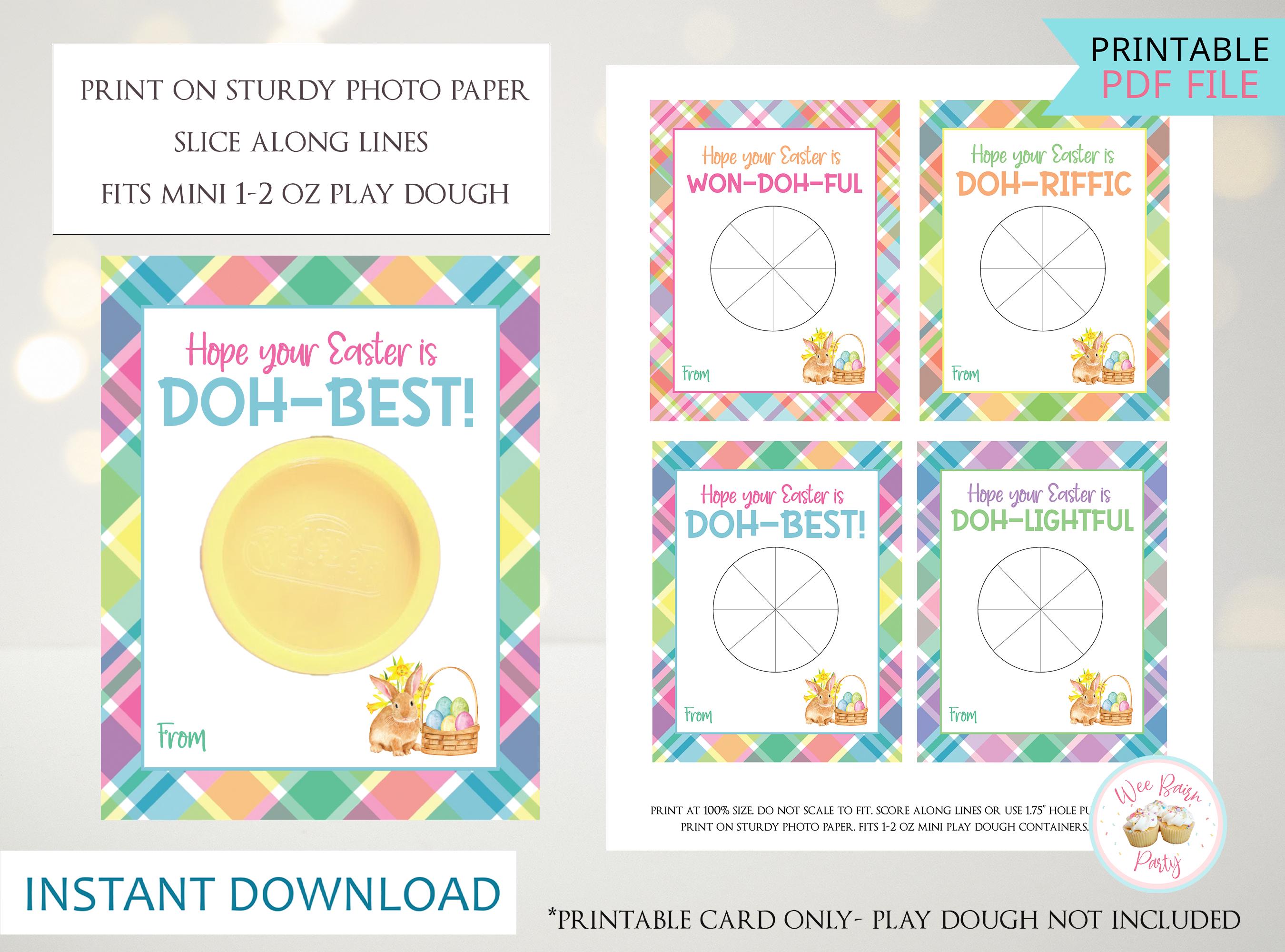 Easter Playdough Gift Tag Card, Printable Sensory Play Dough Easter ...