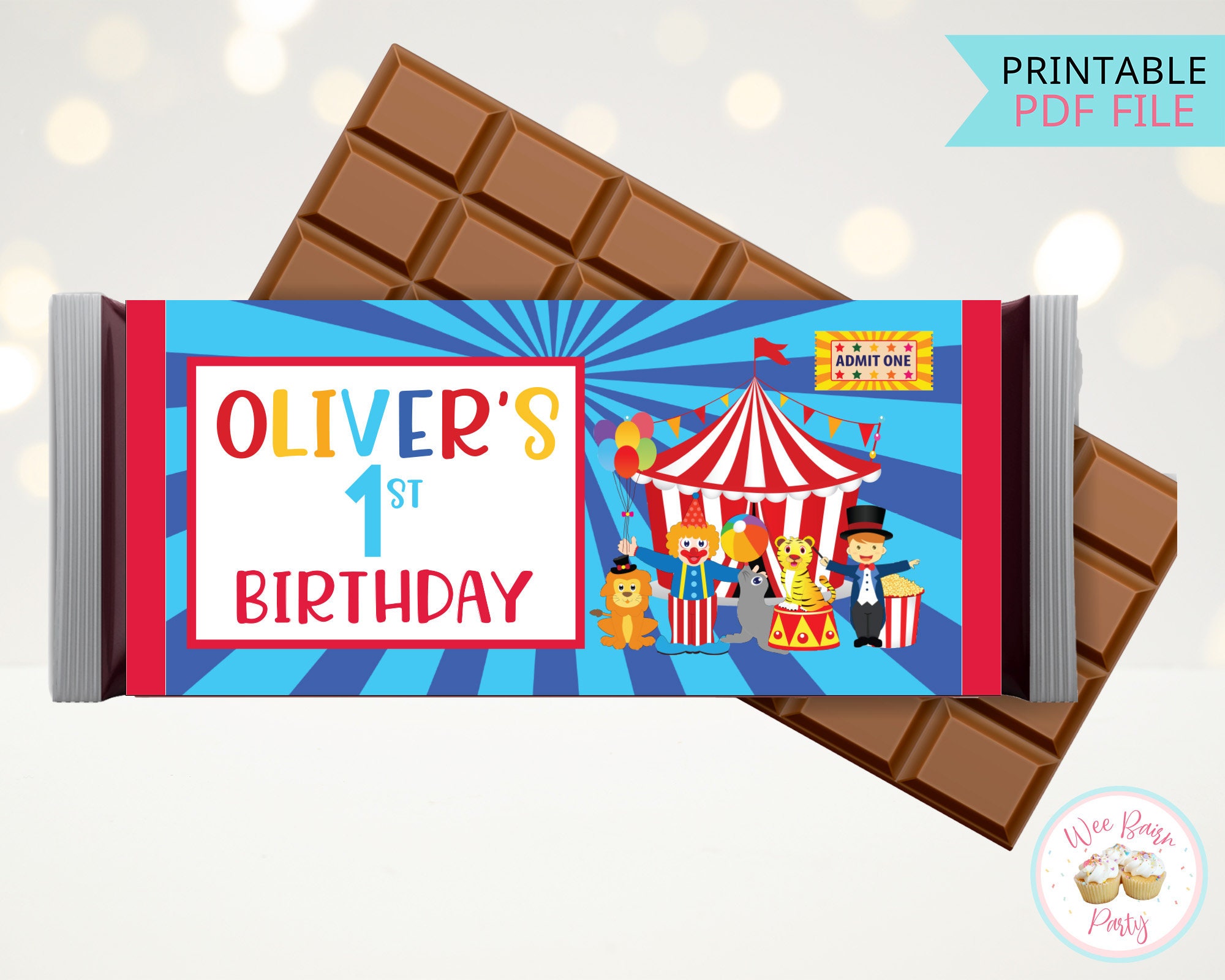 Circus Birthday Candy Bar Wrappers Circus 1st Birthday Party - Etsy