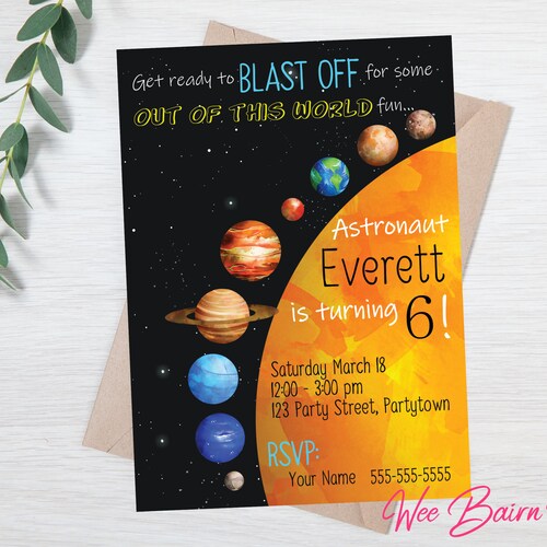 Solar System Birthday Invitation Outer Space Birthday - Etsy