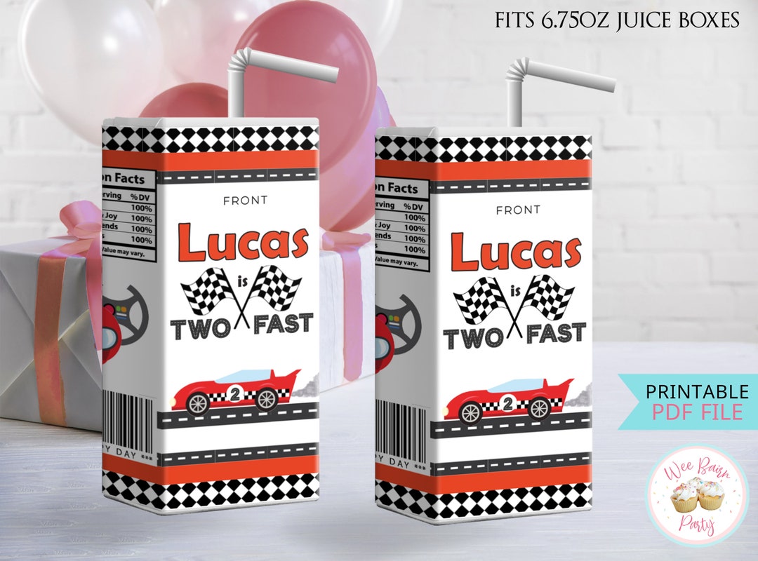 Race Car Birthday Juice Box Sticker Truck Car Theme Birthday - Etsy