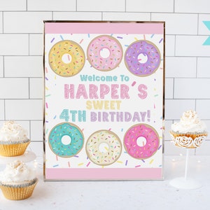 Donut Party Welcome Poster Sign, Doughnut Party Birthday Printable ...