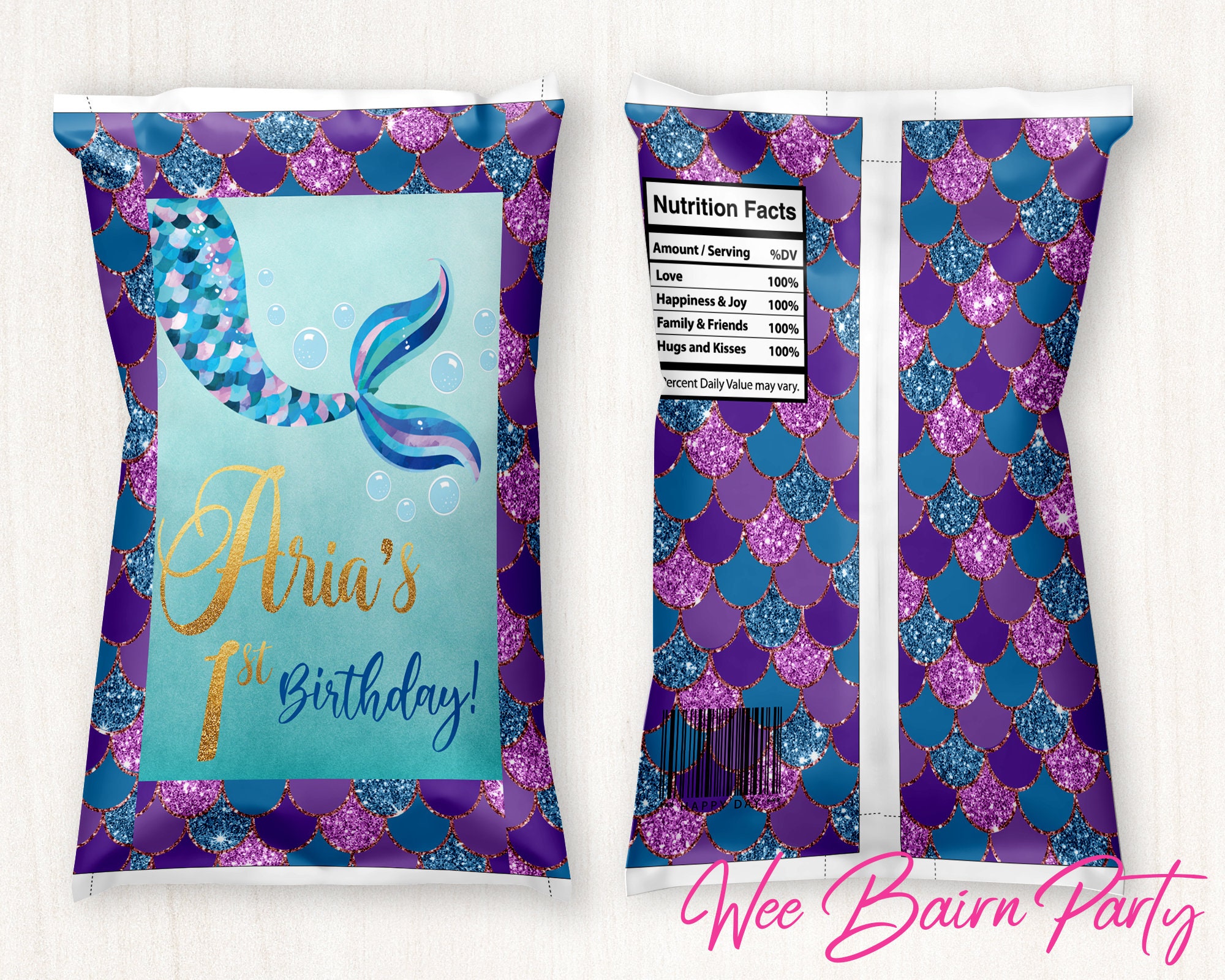 Mermaid Birthday Custom Chip Bags Labels Printable Mermaid | Etsy
