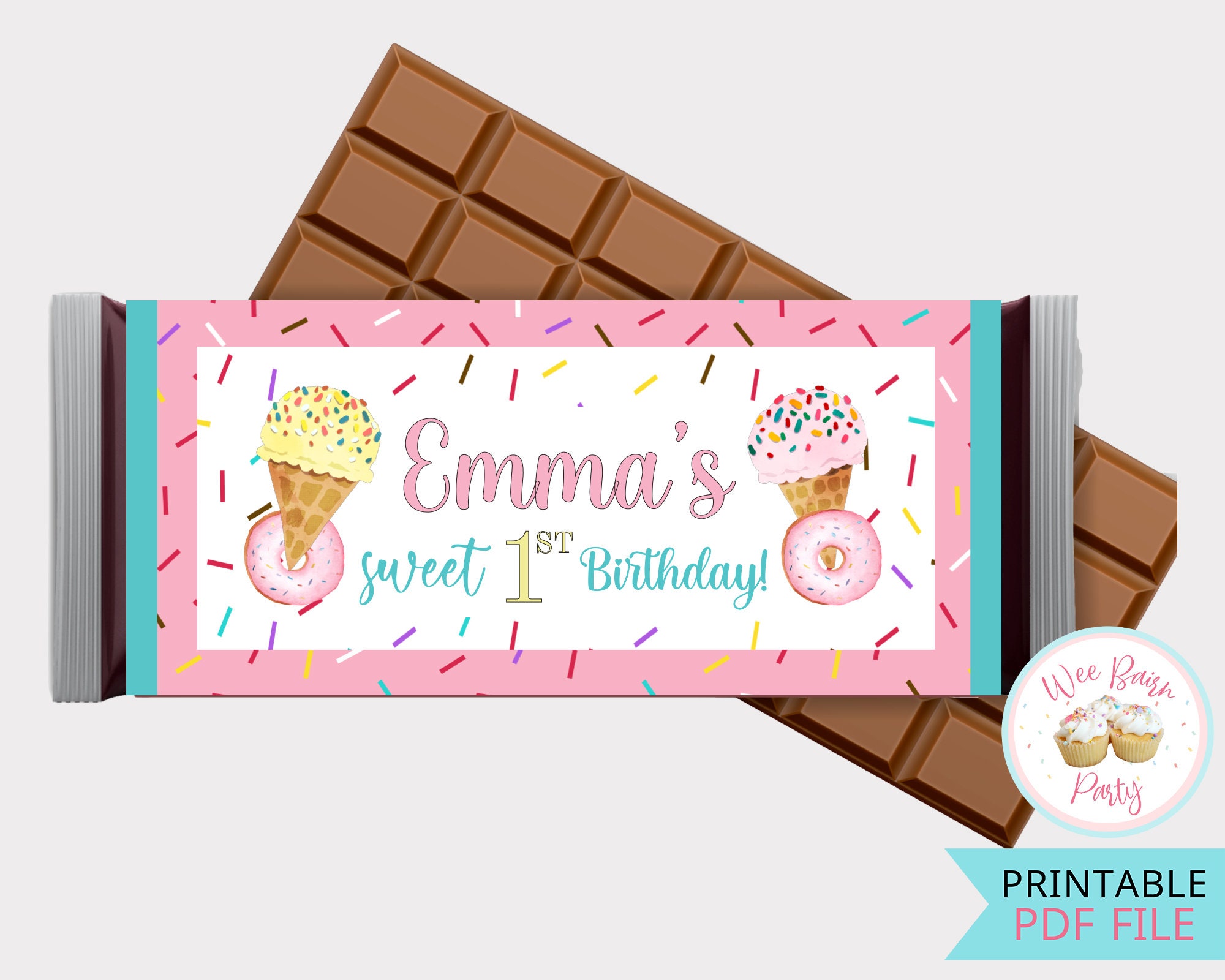 She's A Sweet One Birthday Party Candy Bar Wrappers Donut - Etsy