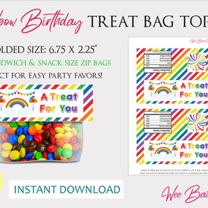 Rainbow Balloons Treat Bag Topper, Rainbow Stripe Colorful Birthday ...