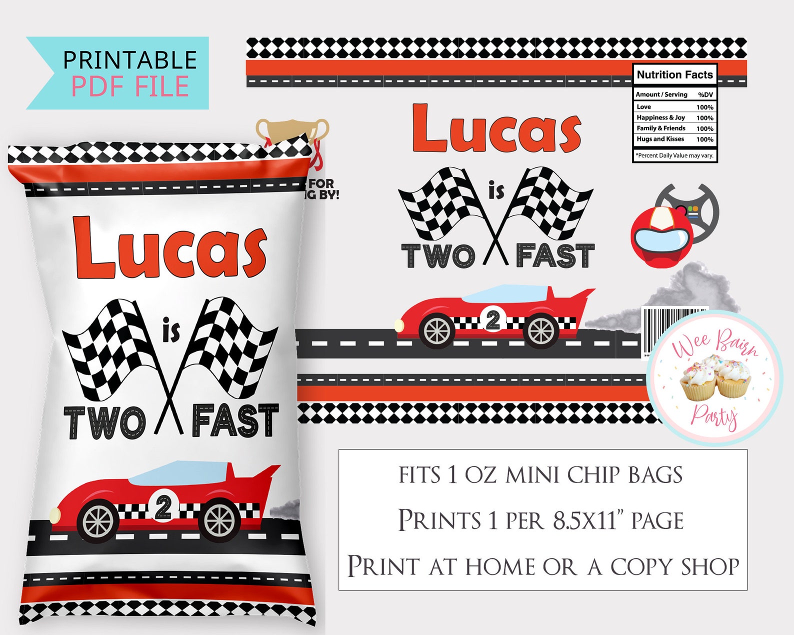 Two Fast Birthday Chip Bag Labels 2 Year Old Birthday - Etsy