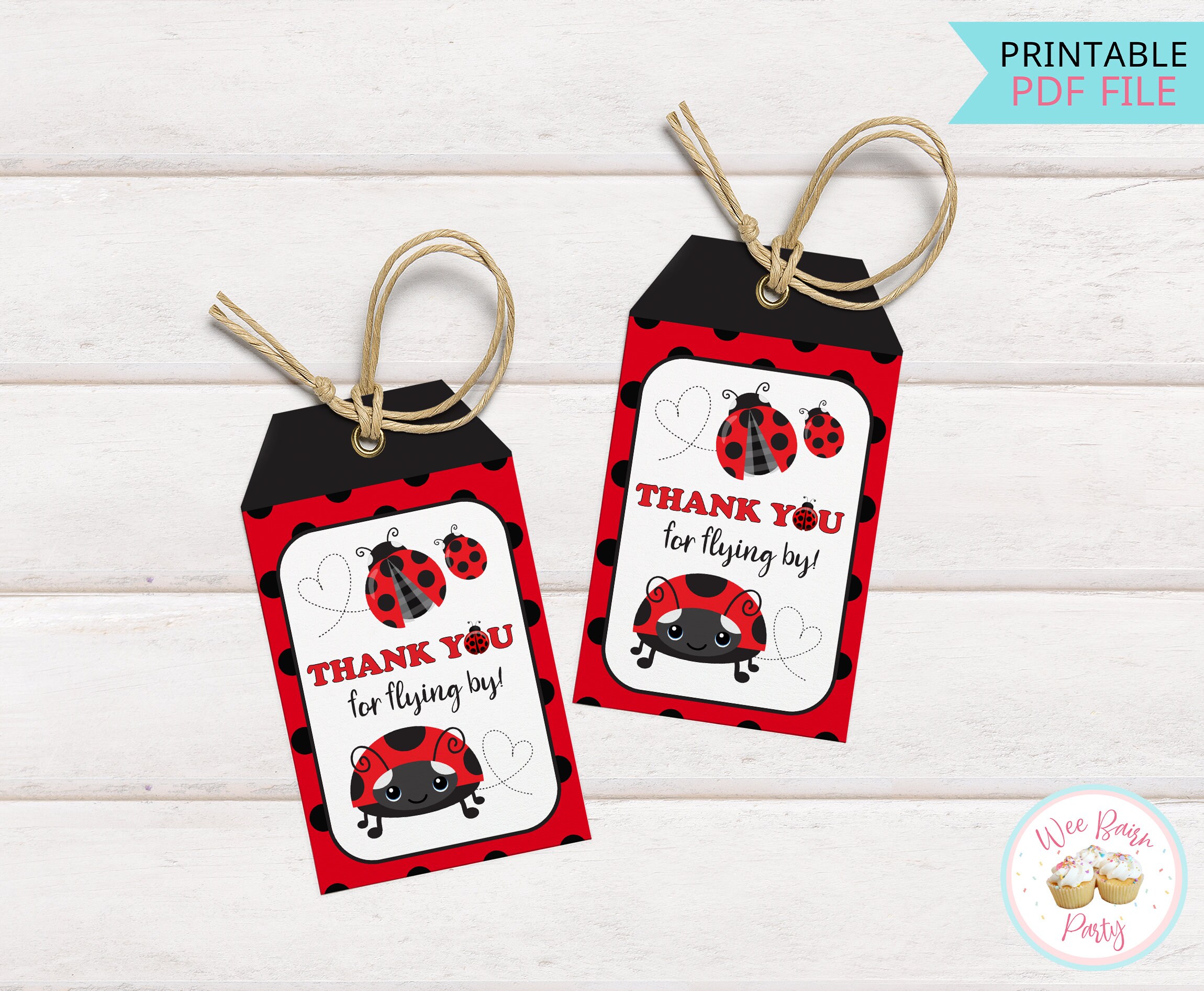 Ladybug Birthday Party Favor Thank You Tags Bug Birthday Party Favor ...
