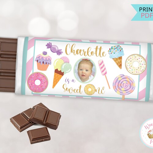 EDITABLE Donut Sweet One Birthday Chocolate Candy Bar Wrapper - Etsy