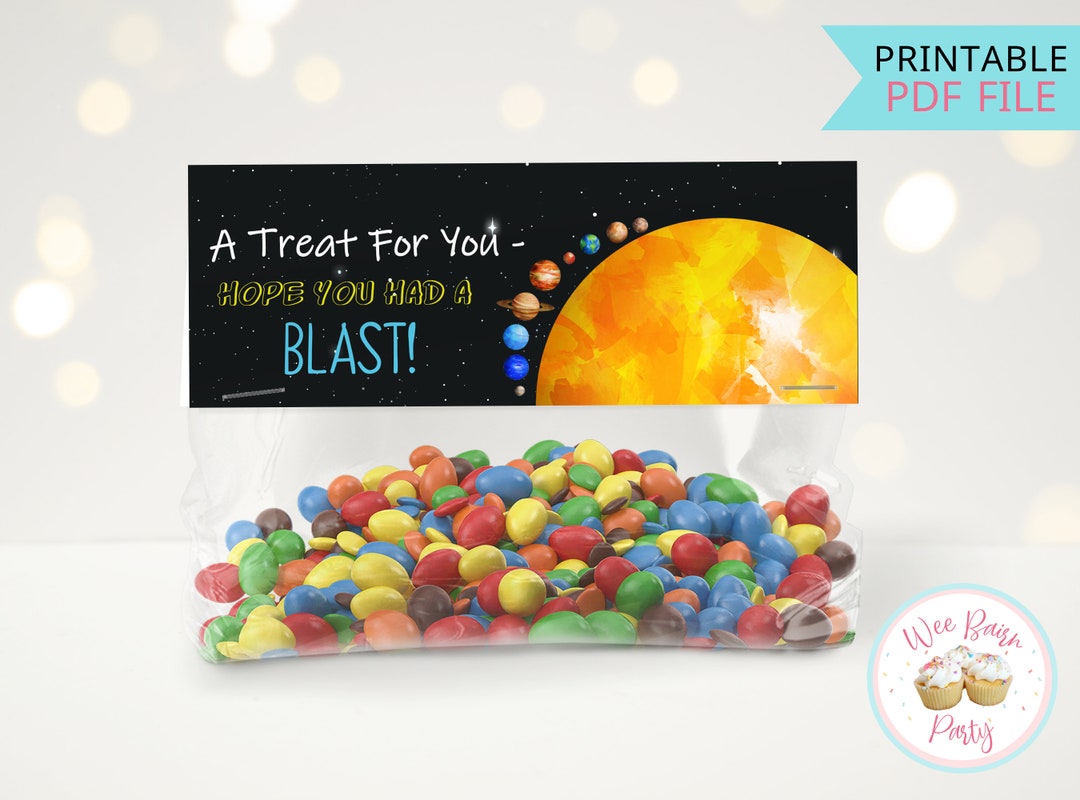 Space Theme Birthday Treat Bag Topper, Out of This World Space Themed ...