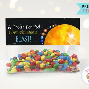 Space Theme Birthday Treat Bag Topper, Out of This World Space Themed ...