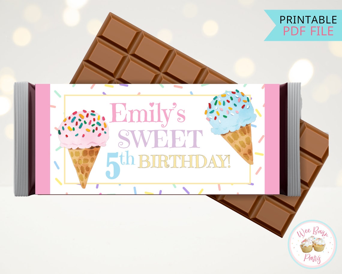 Ice Cream Themed Candy Bar Wrappers Ice Cream Party Chocolate - Etsy