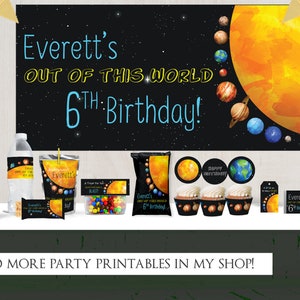 Space Theme Birthday Treat Bag Topper, Out of This World Space Themed ...