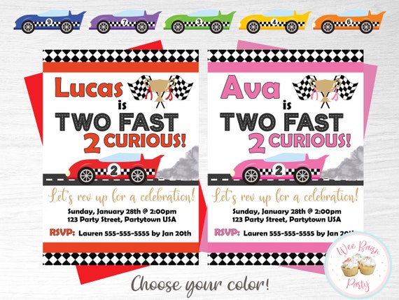 Two Fast Birthday Invitation Printable Boy 2nd Birthday Two - Etsy