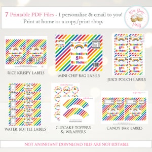 Printable Rainbow Decorations for Birthday Party Bundle, Personalized ...
