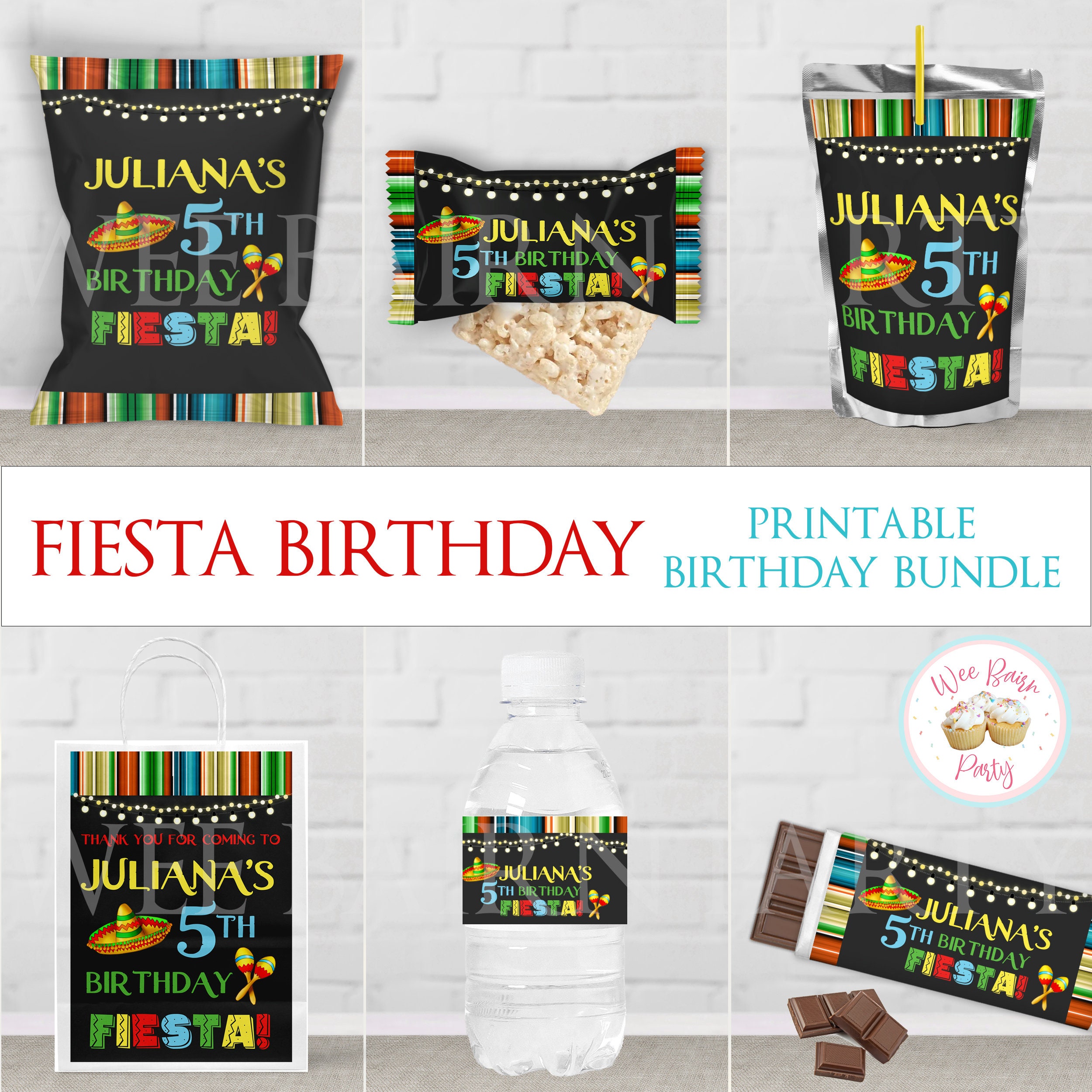Fiesta Decorations Birthday Package First Fiesta Party Favors Mexican ...