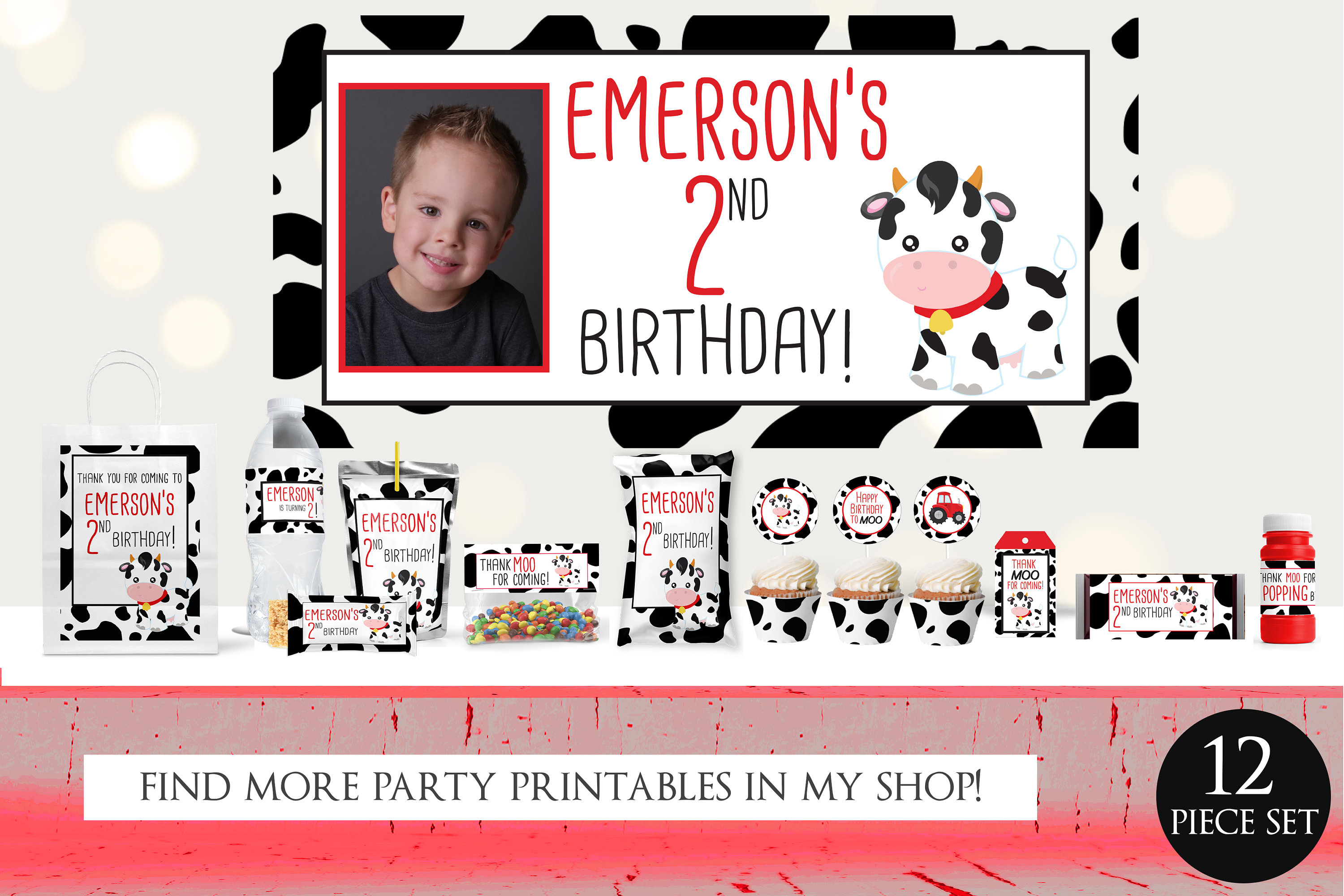 Cow Print Birthday Fruit Snacks Party Favor Bags, Farm Birthday Gummy ...