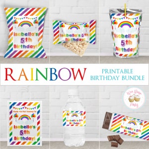 Printable Rainbow Decorations for Birthday Party Bundle, Personalized ...
