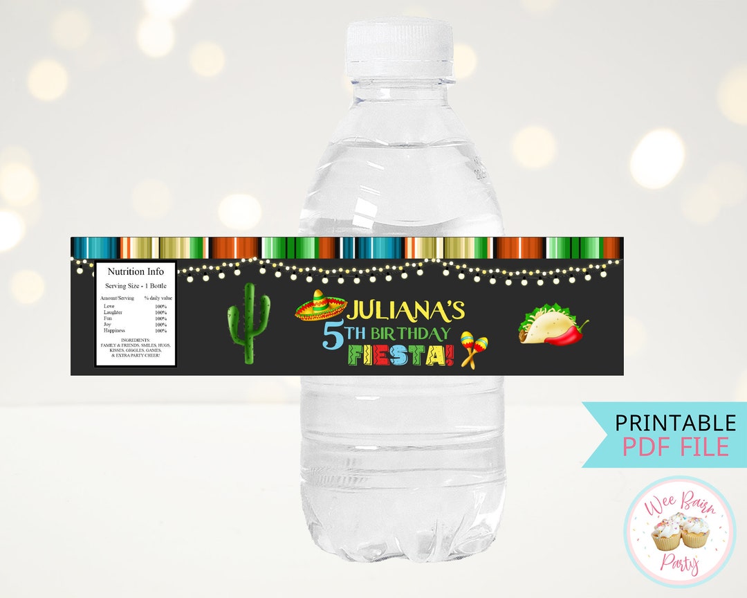 Fiesta Theme Water Bottle Labels Taco 1st Birthday Mexican - Etsy