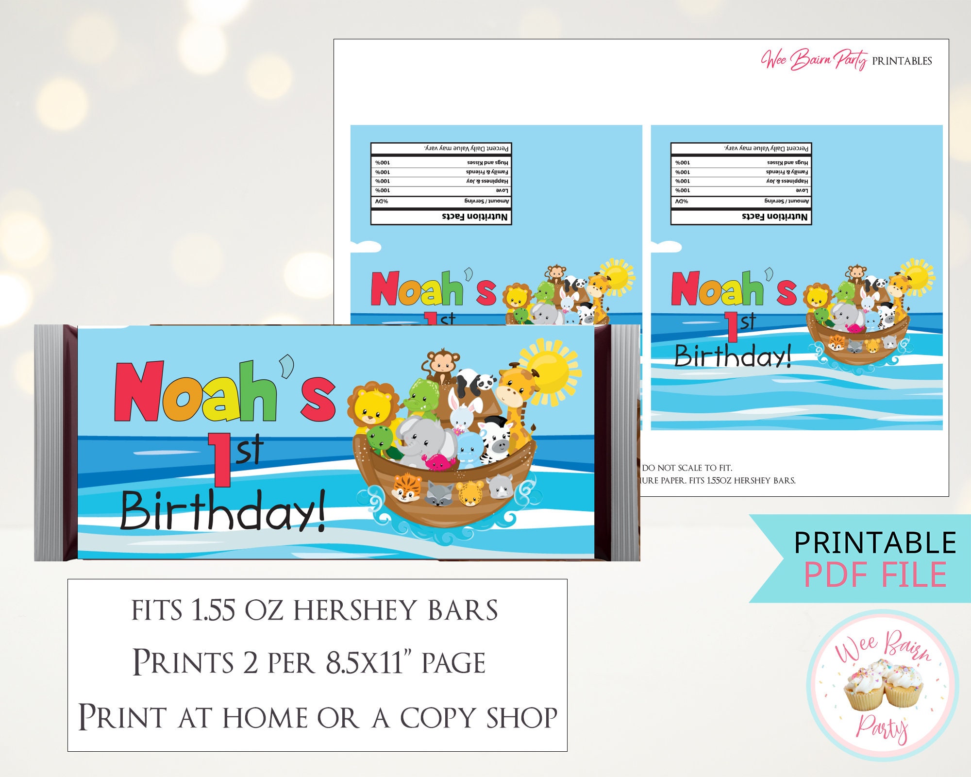 Noahs Ark Chocolate Bar Birthday Candy Party Favors Religious - Etsy