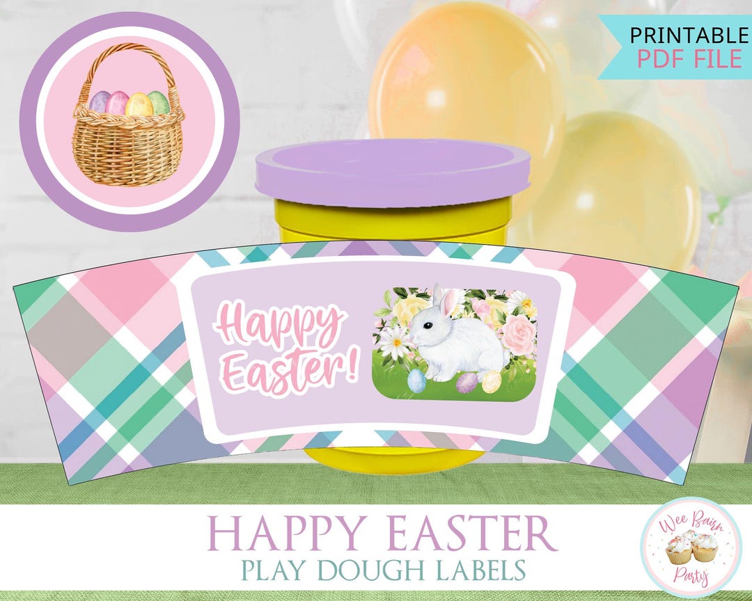Happy Easter Playdough Labels, Kids Easter Basket Fillers Gift, School ...