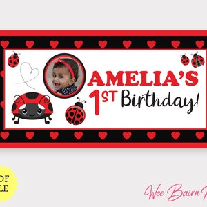 Ladybug Birthday Banner Printable Ladybug Custom Party - Etsy