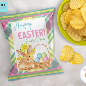Easter Chip Bag, Easter Party Favors Custom Chip Bags, Bunny Rabbit ...