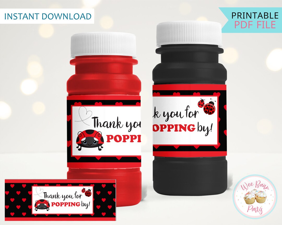 Ladybug Birthday Party Bubble Labels, Ladybug Baby Printable Bubble ...