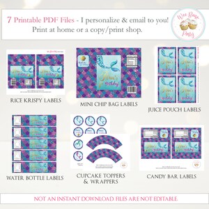 Mermaid Birthday Printable Custom Party Favors, Mermaid Party ...