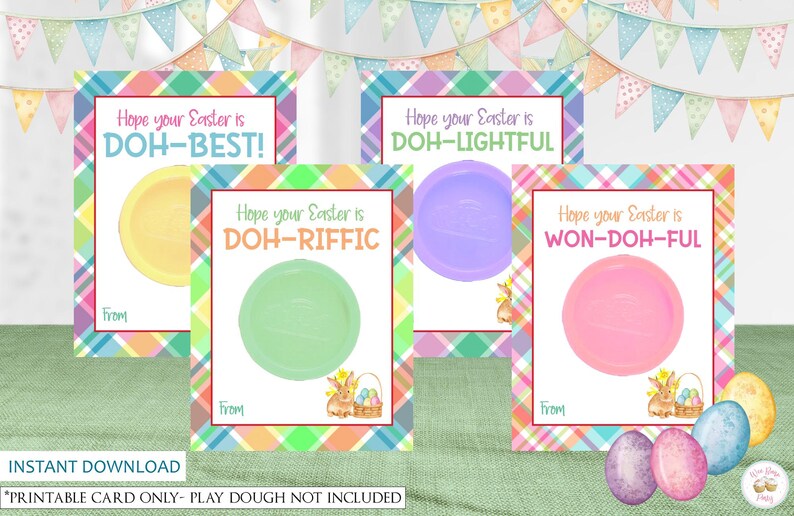 Easter Playdough Gift Tag Card, Printable Sensory Play Dough Easter ...