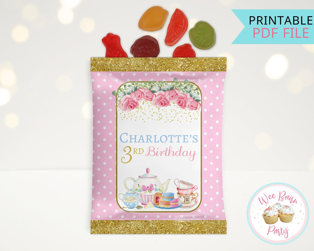 Tea Party Favors Gummies Labels, Tea Party for Girls Gummy Candy Fruit ...