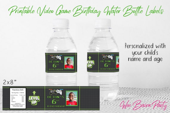 Video Game Birthday Water Bottle Labels Level up Gamer | Etsy