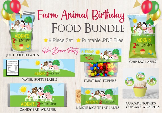 Farm Bottle Labels Farm Animals Printables Farm Animals Personalized ...