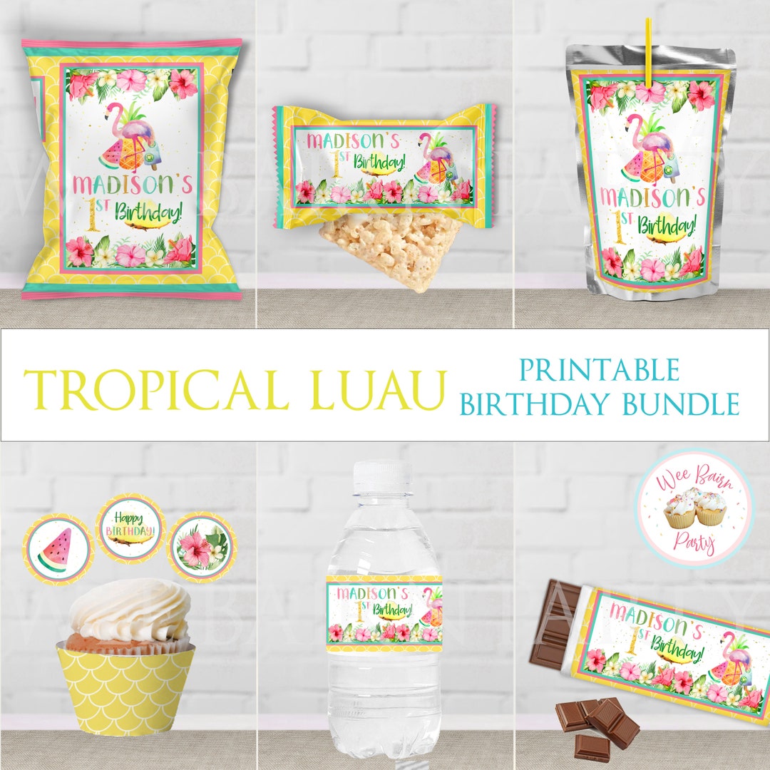 Hawaiian Luau Tropical Party Favors Bundle, Aloha Birthday Printable ...