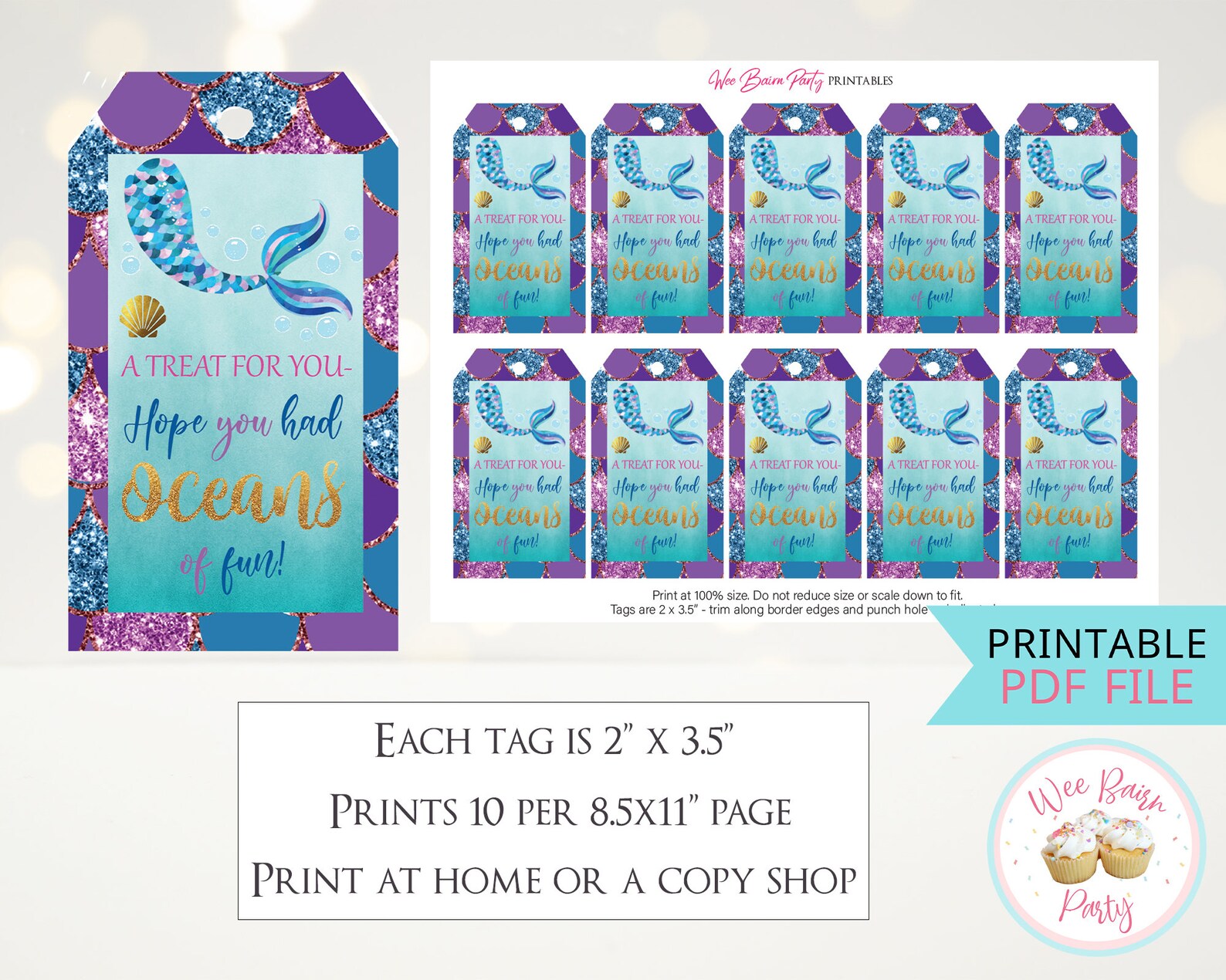 Mermaid Favor Tags Mermaid Tail Birthday Tags Mermaid Gifts - Etsy