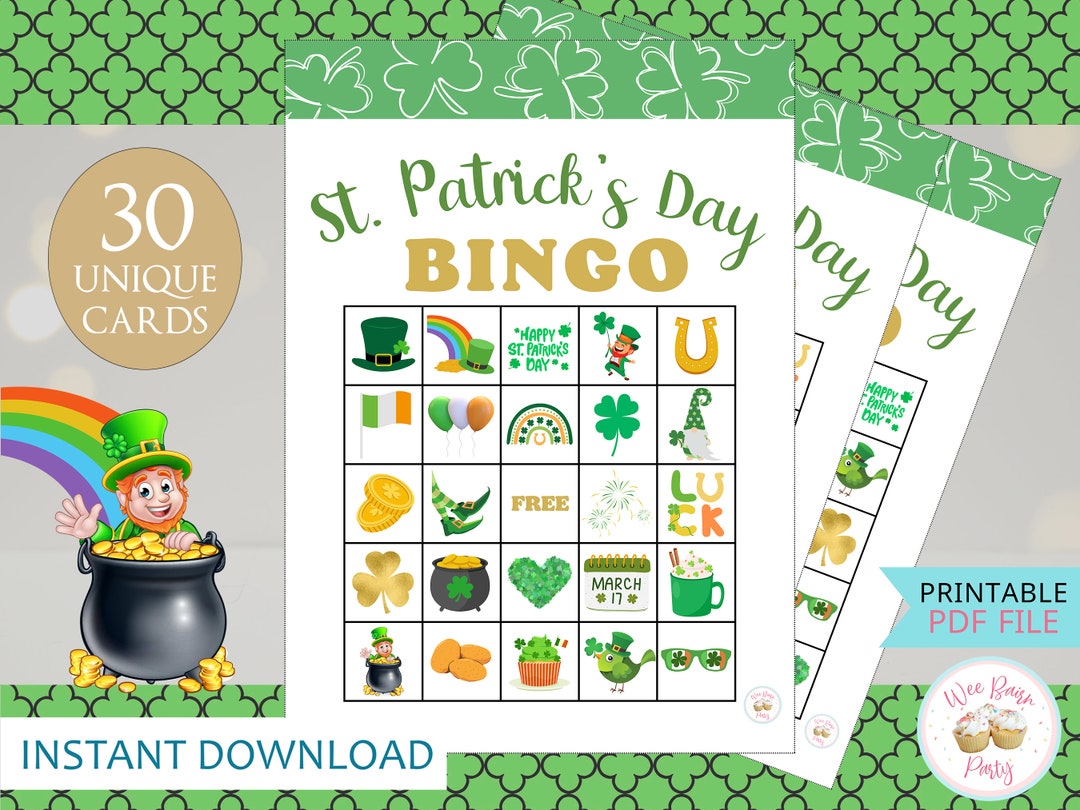 St Patricks Day Printable Bingo Cards, Saint Patricks Day Family ...