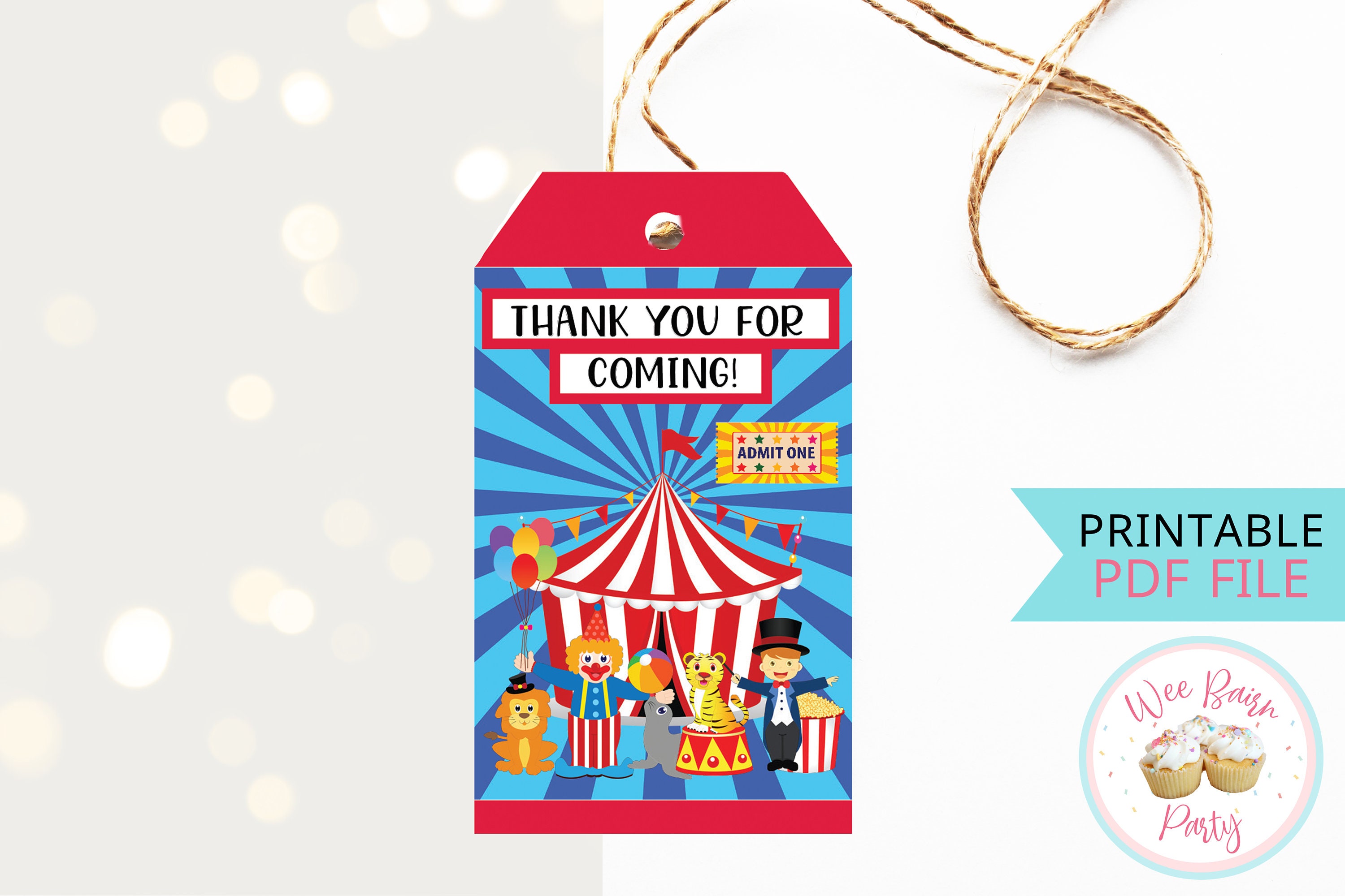 Circus Theme Party Favor Tags Carnival Birthday Party Gift - Etsy